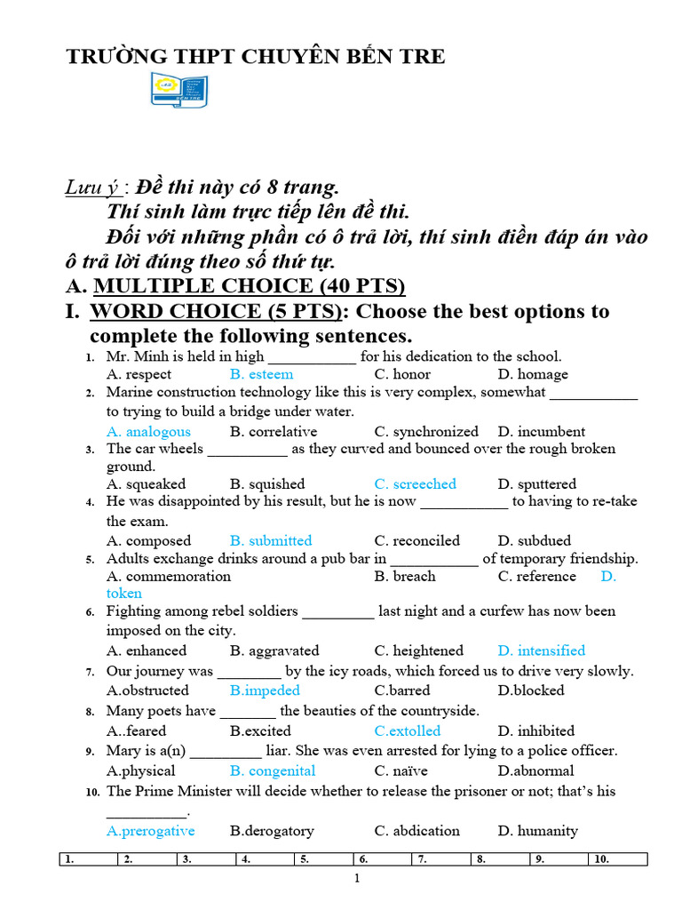 Bến Tre High School Exam Paper | PDF | Morality | Black Friday (Shopping)