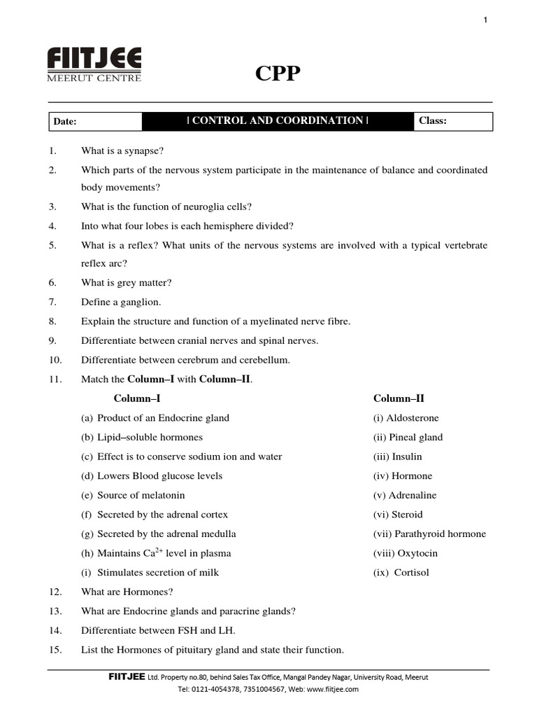 CPP-Control and Coordination - BSJ | PDF | Endocrine System | Adrenal Gland CPP-Control and Coordination - BSJ | PDF | Endocrine System | Adrenal Gland