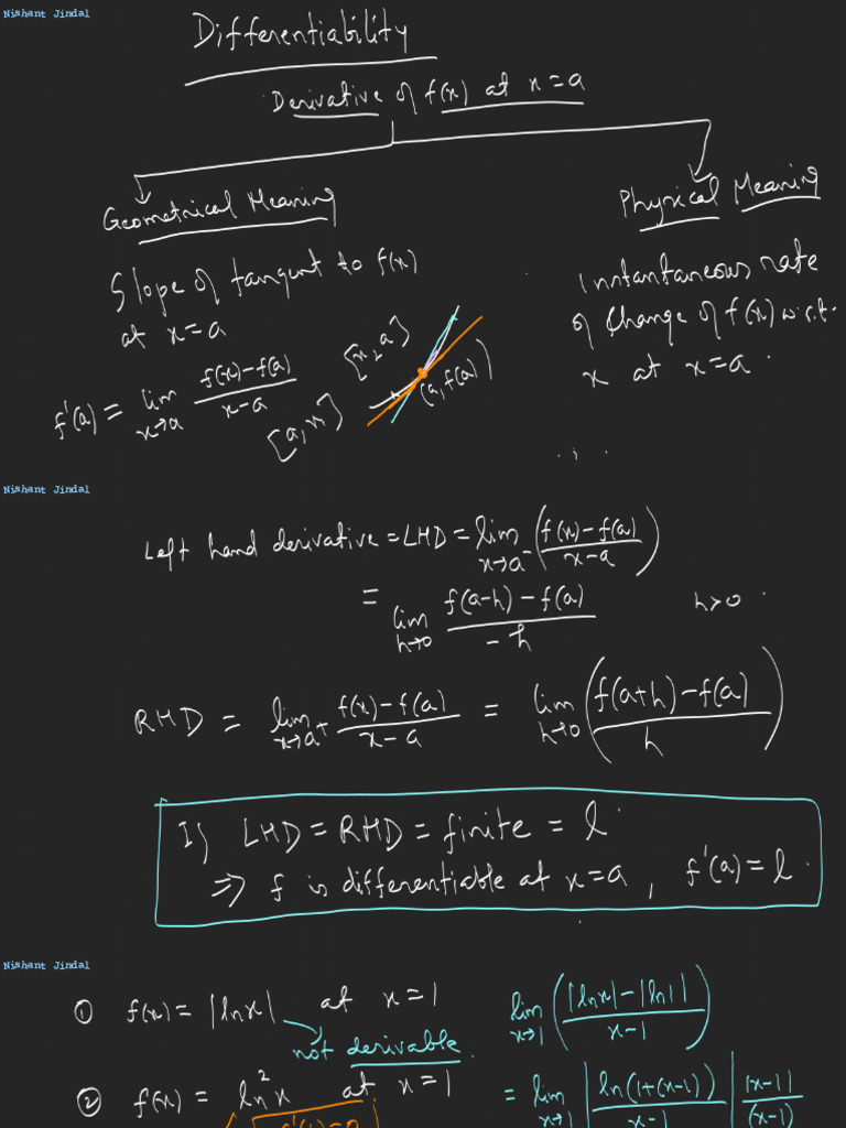 Differentiability - L-01 (Class Notes) NJ - 247 | PDF