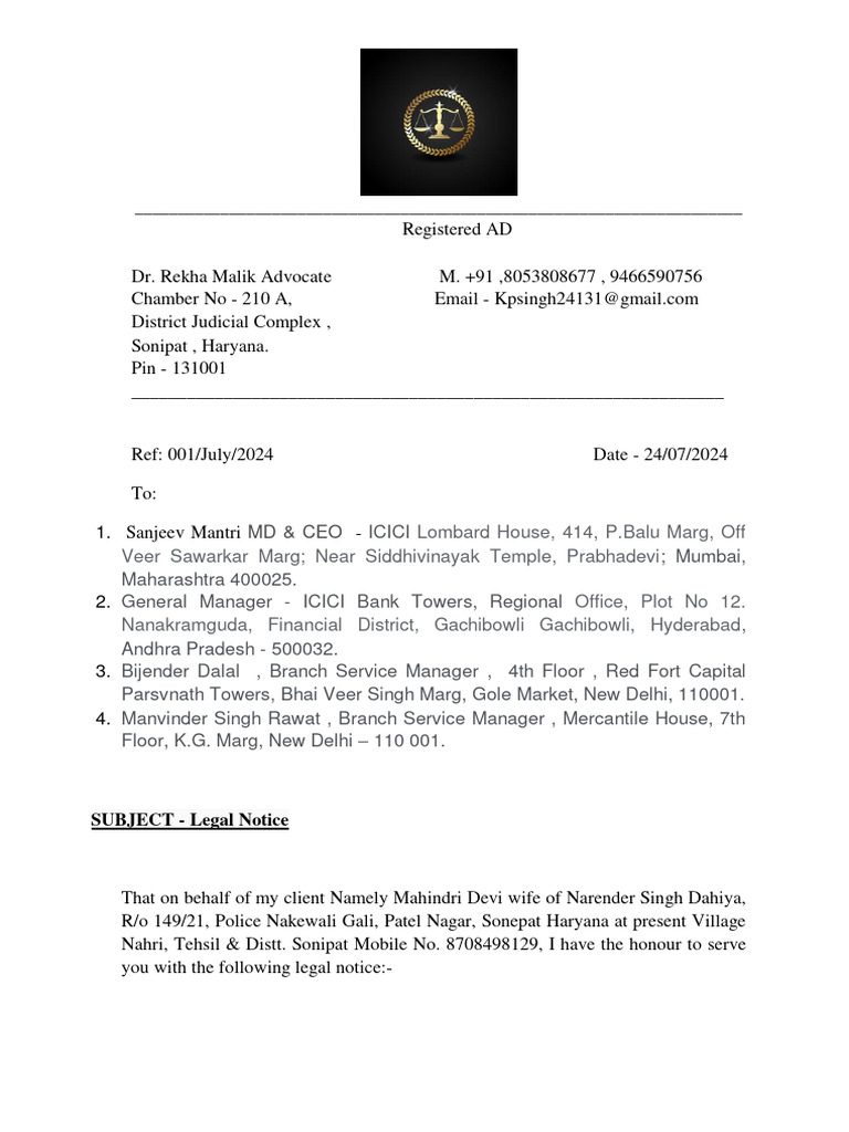 Legal Notice Under The Consumer Protection Act, 2019 | PDF | Cheque ...