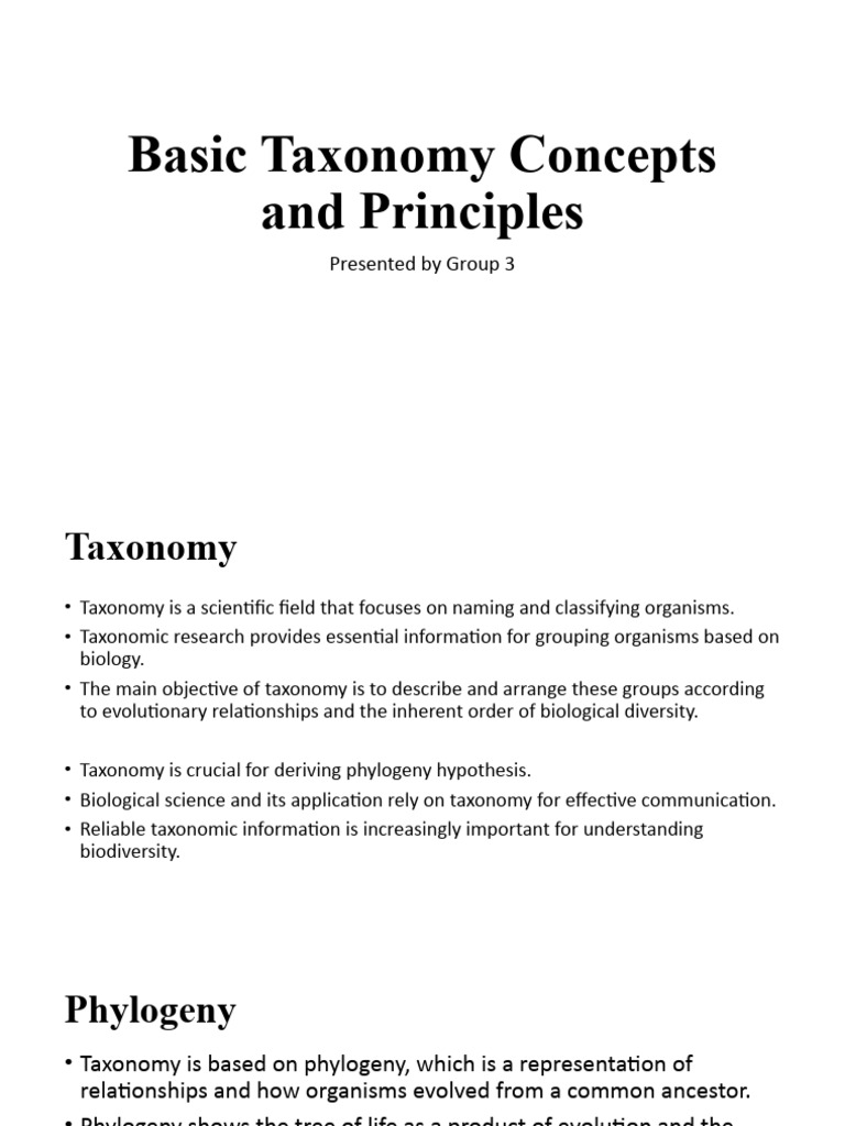 Basic Taxonomy Concepts and Principles | PDF | Taxonomy (Biology ...