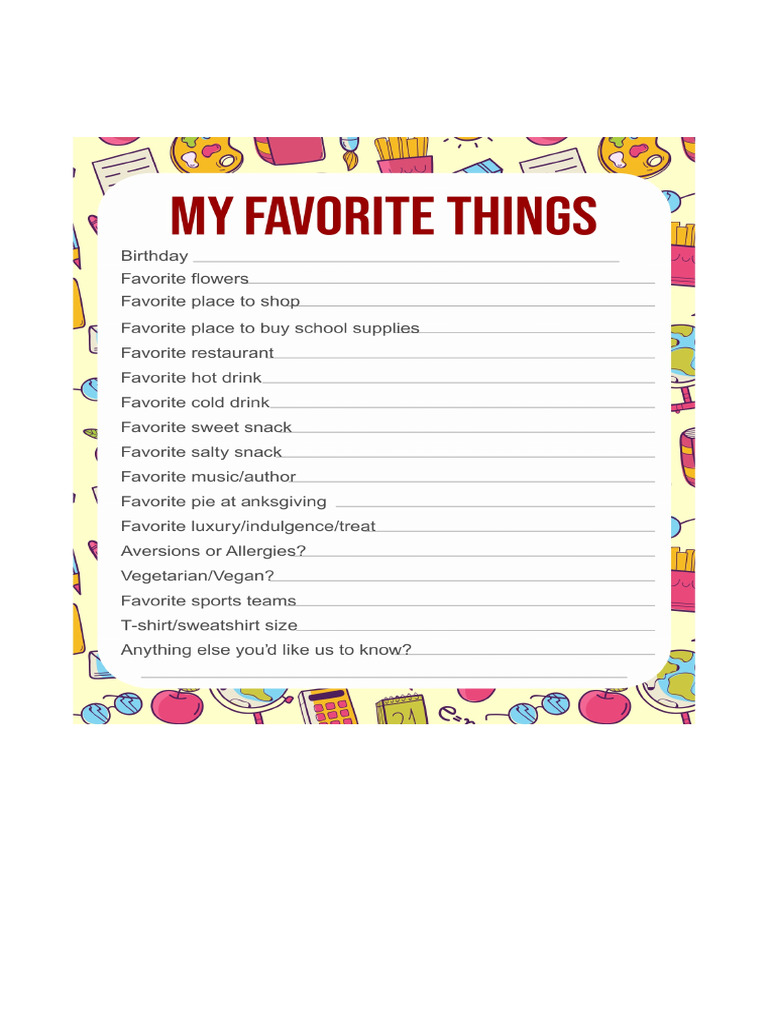 Kids Favorite Things Worksheet - 234891.jpg | PDF