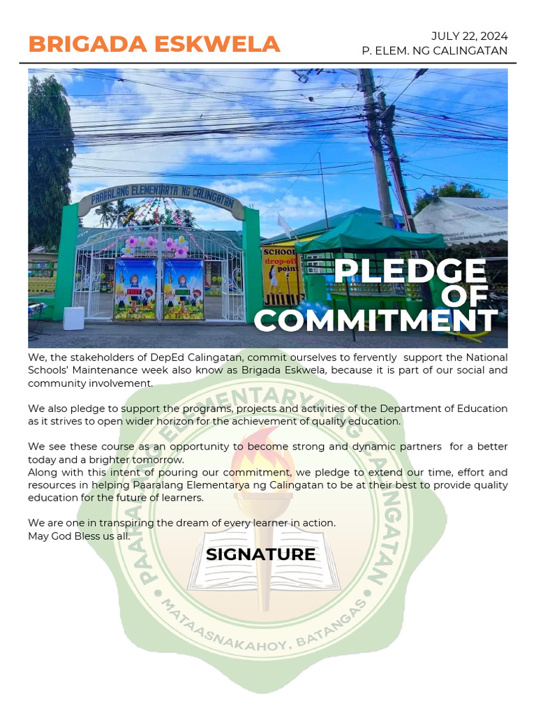 Pledge of Commitment Brigada | PDF | Social Science | Wellness