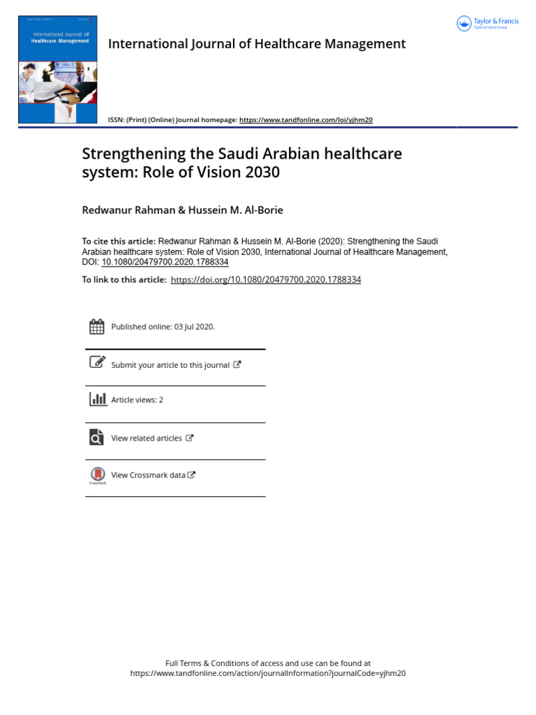 Vision 2030: Strengthening Saudi Healthcare | PDF | Health Care | Saudi ...