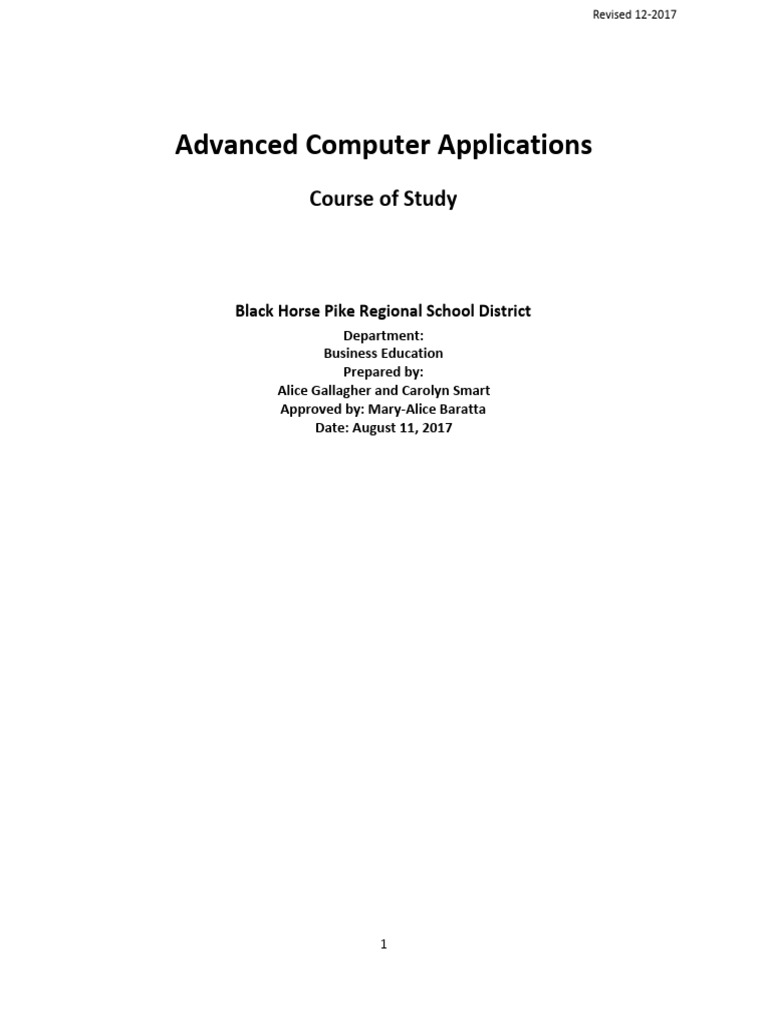 Advanced Practical Computer Applications Curriculum - COMPLETED | PDF ...