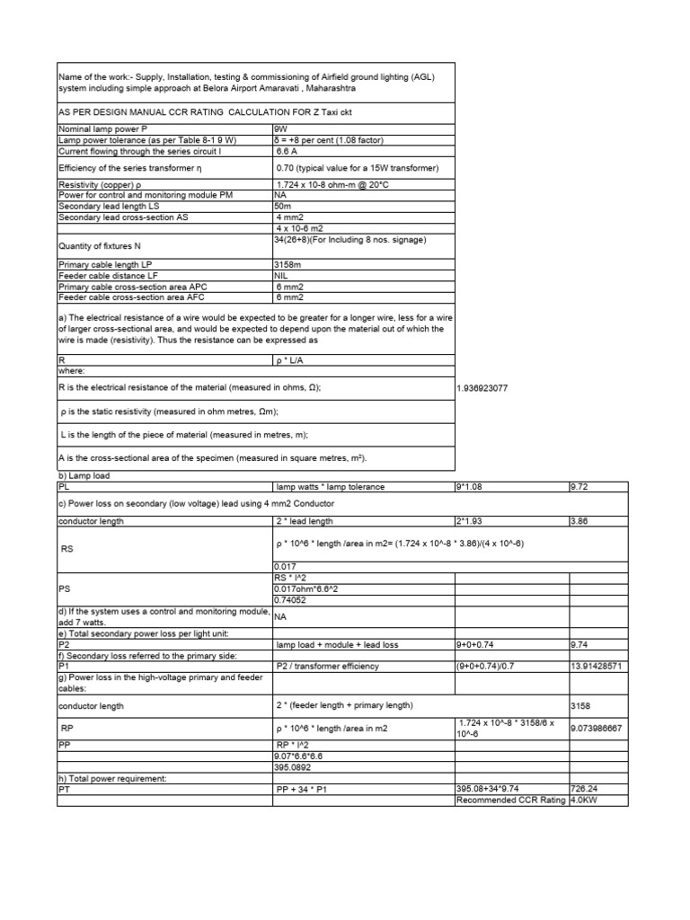 B Taxiway Edge CKT | PDF | Electrical Resistance And Conductance | Electrical Resistivity And ...