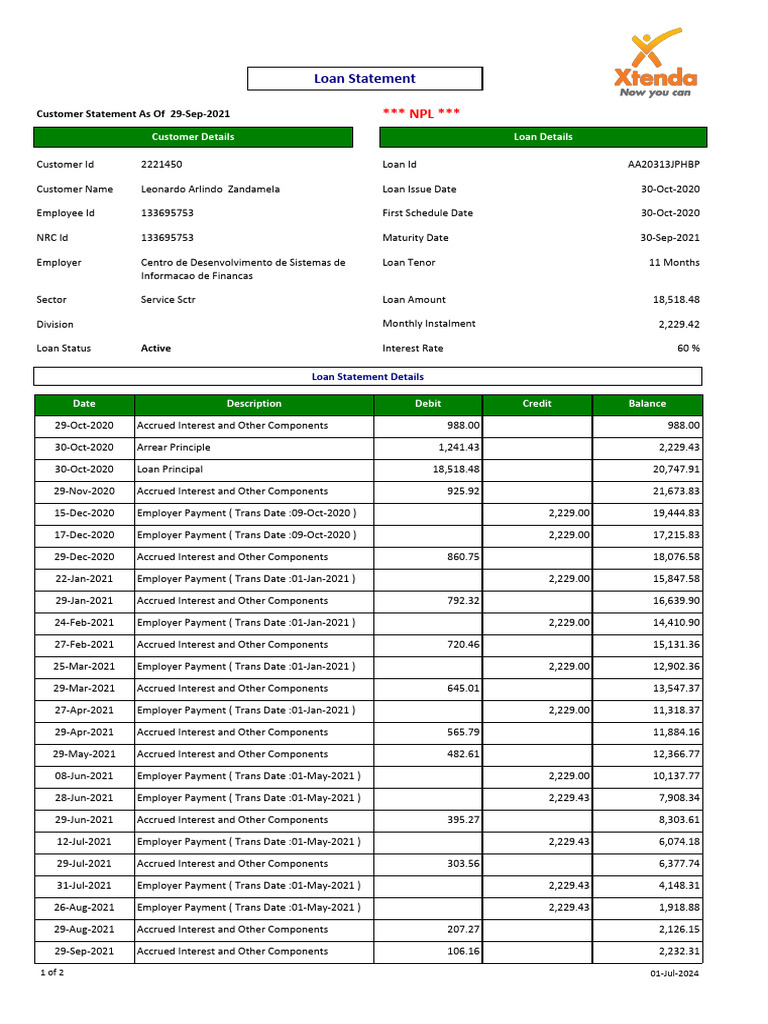 Loan Statement | PDF | Interest | Loans
