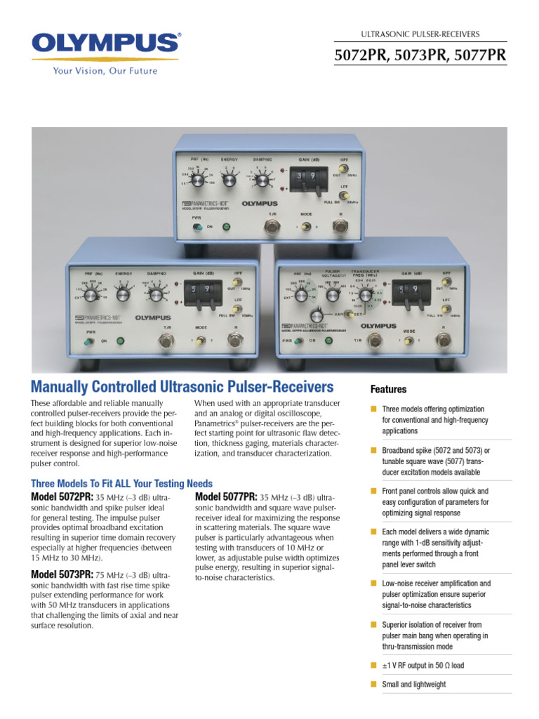 Ultrasonic Pulser Receiver 5072 | PDF | Ultrasound | Bandwidth (Signal ...