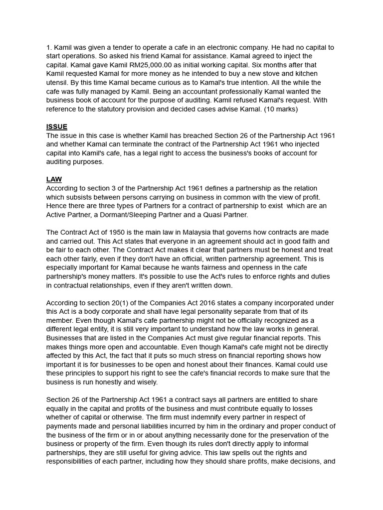 Group Assignment Law | PDF | Partnership | Civil Law (Legal System)