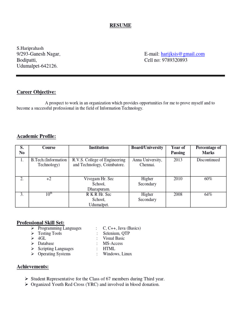 Hari Resume | PDF | Computing | Software Engineering