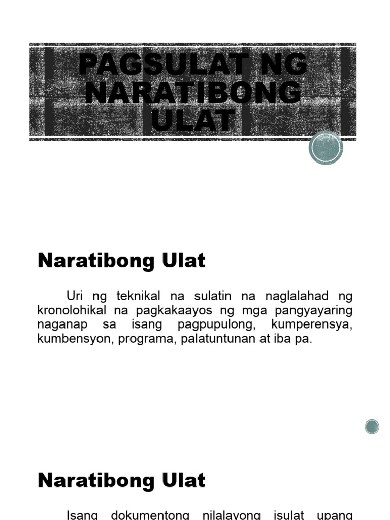 Pagsulat NG Naratibong Ulat | PDF Pagsulat NG Naratibong Ulat | PDF