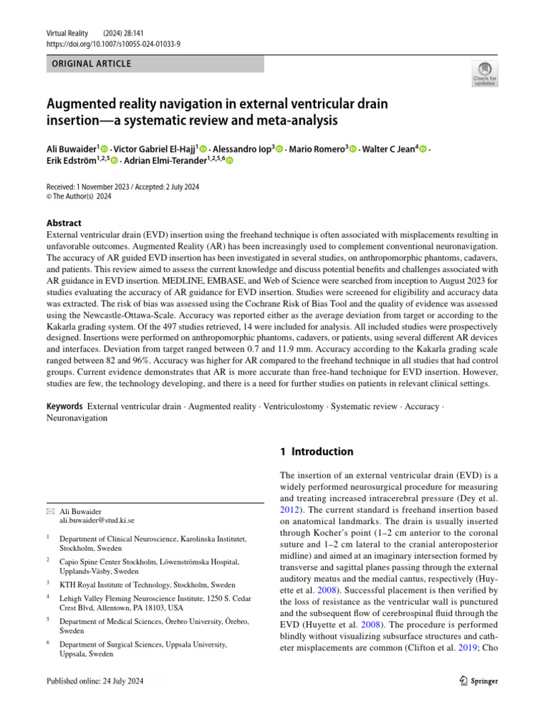 Augmented Reality Navigation in External Ventricular Drain Insertion-A ...