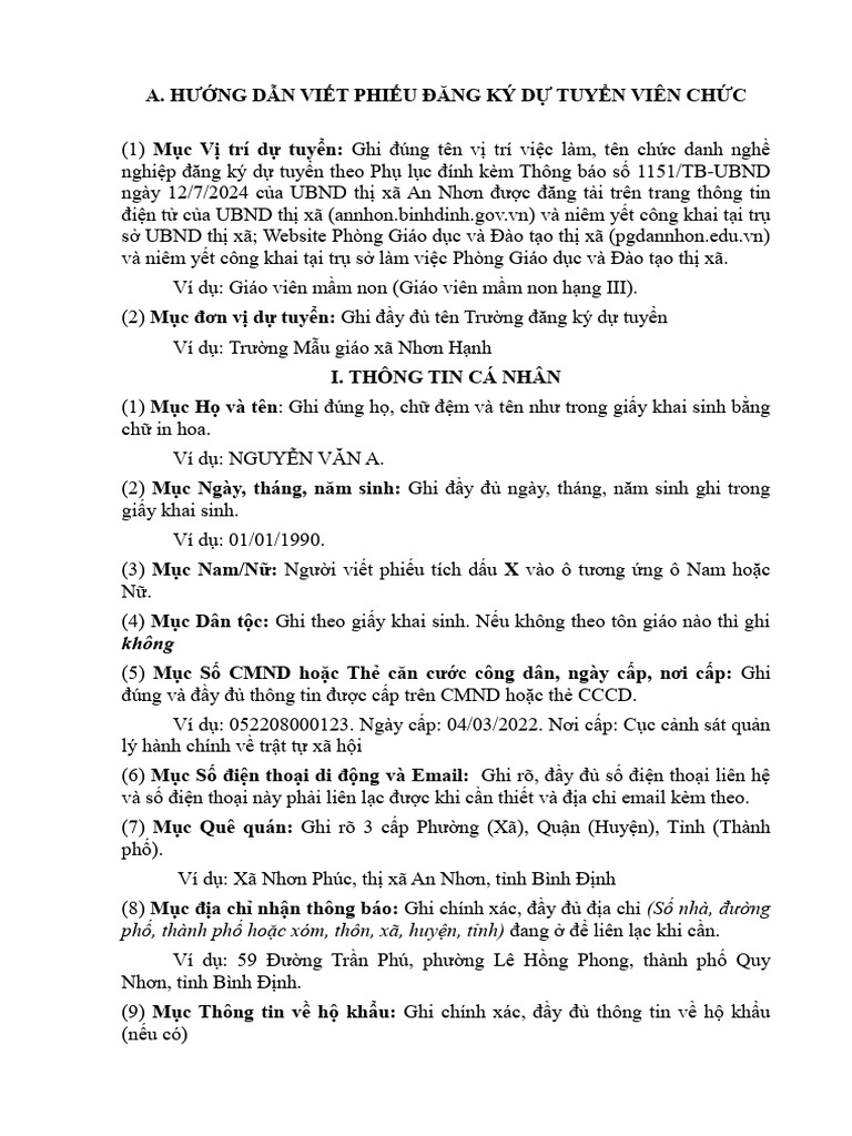 Huong Dan Viet Phieu Dang Ky Du Tuyen Theo Nghi Dinh So 85 Cua Chinh Phu | PDF