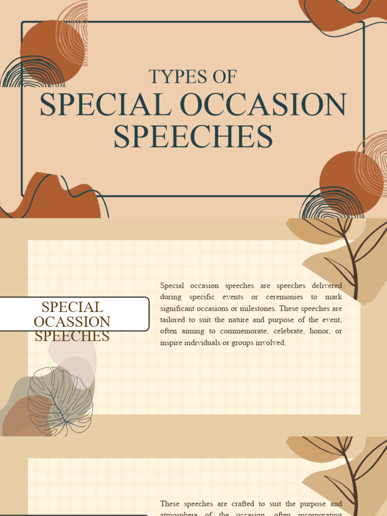 Types of Special Ocassion Speeches 1 | PDF | Public Speaking | Faith