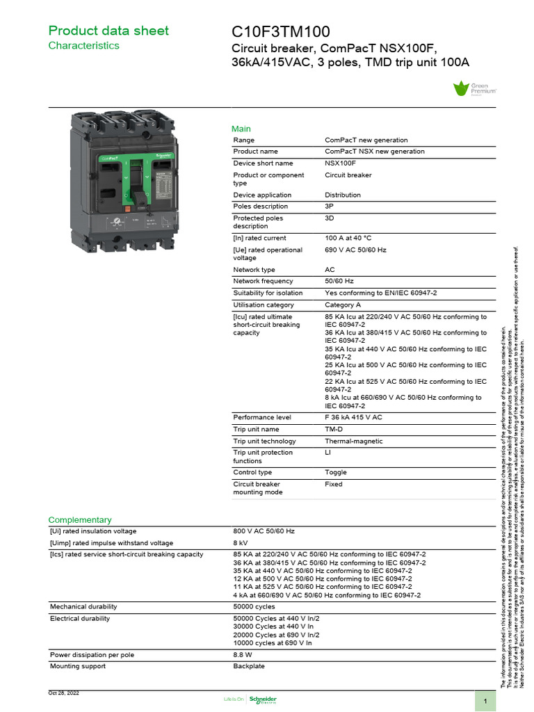 C10F3TM100: Product Data Sheet | PDF | Alternating Current | Electricity