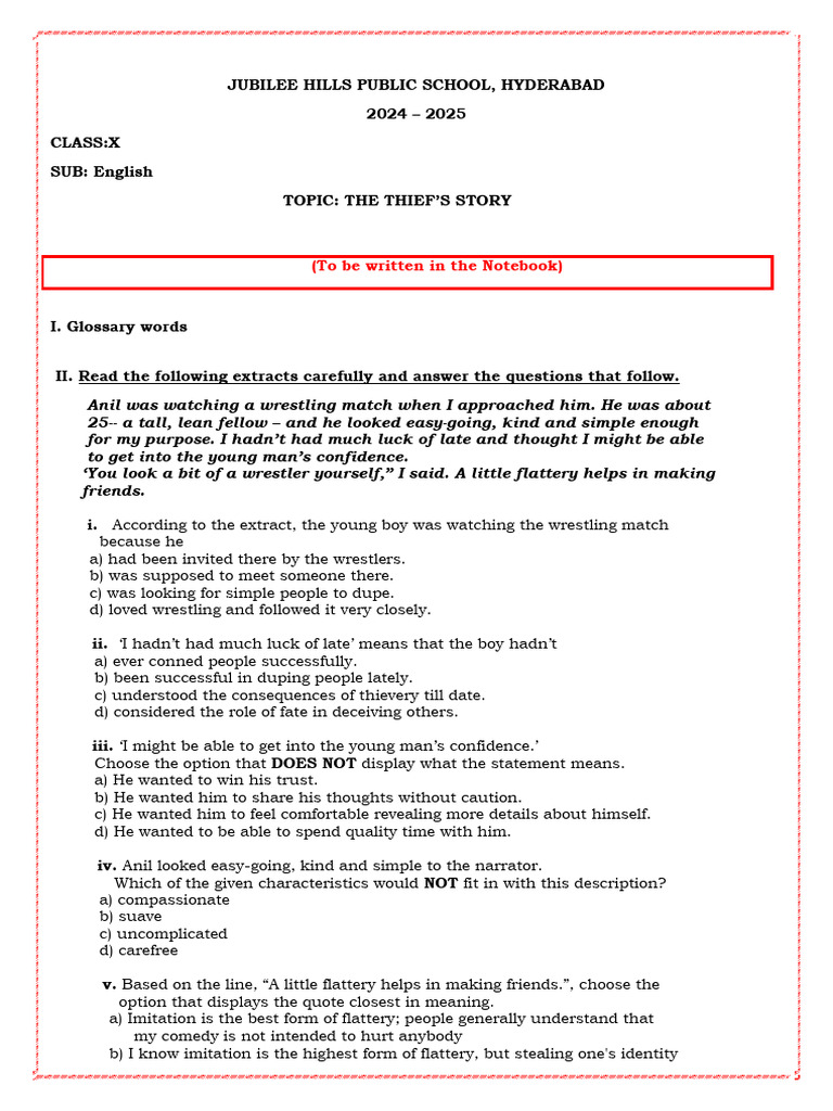 The Thief's Story | PDF