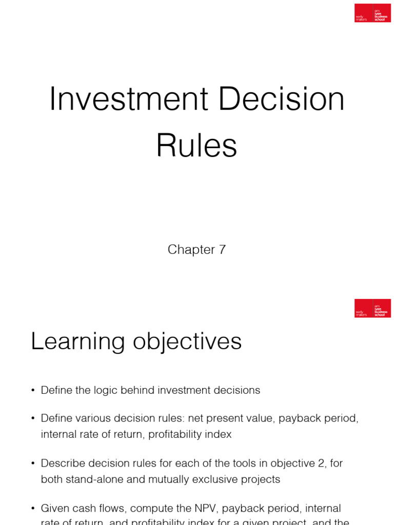 Investment Decision Rules Explained | PDF | Internal Rate Of Return ...