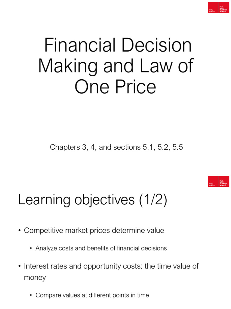 Session 2 - The Valuation Principle, The Law of One Price, Time Value ...