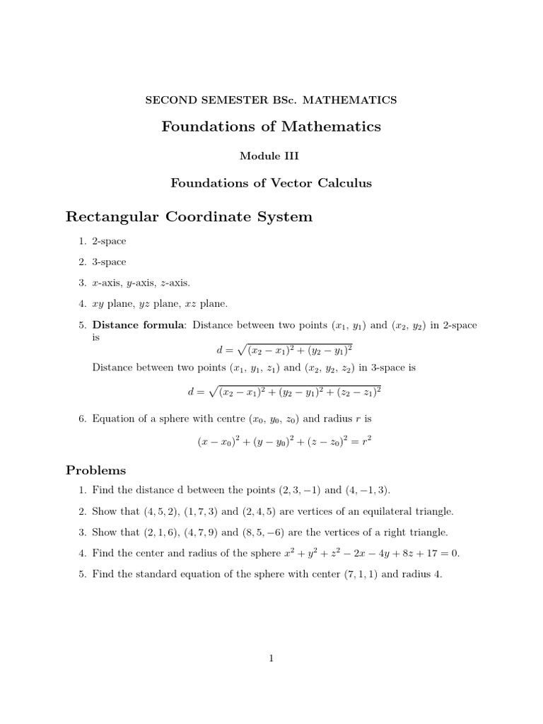 Foundations of Vector Calculus Complete | PDF | Euclidean Vector | Mathematics