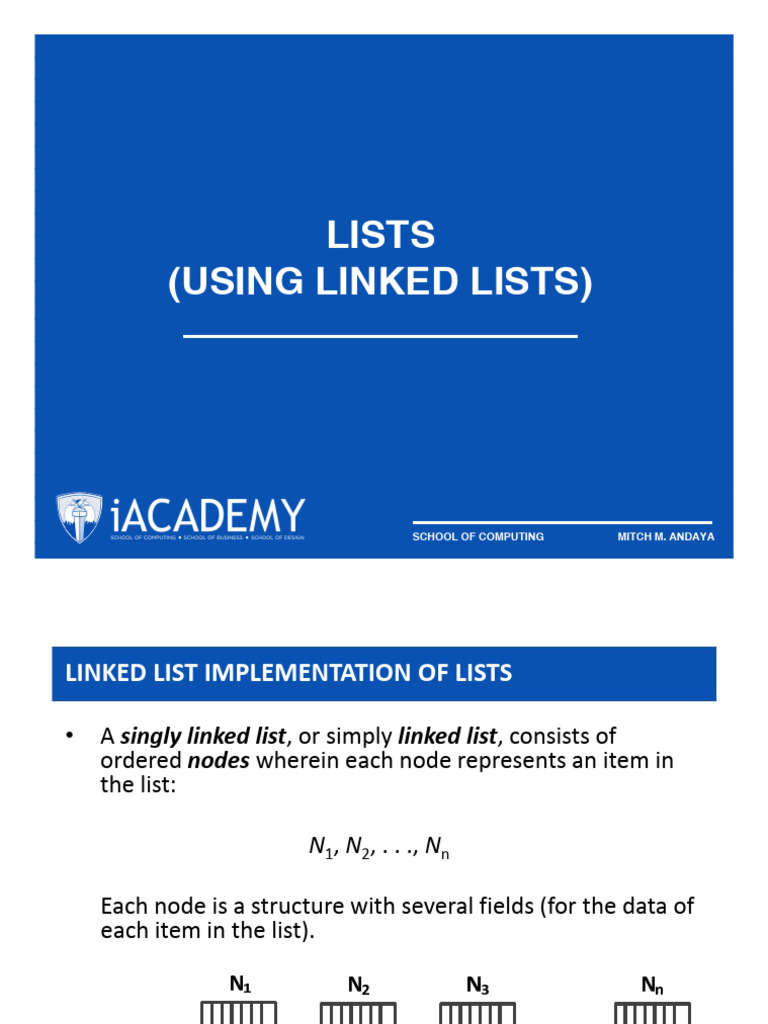 03 Lists (Using Linked Lists) | PDF | Pointer (Computer Programming) | Integer (Computer Science)