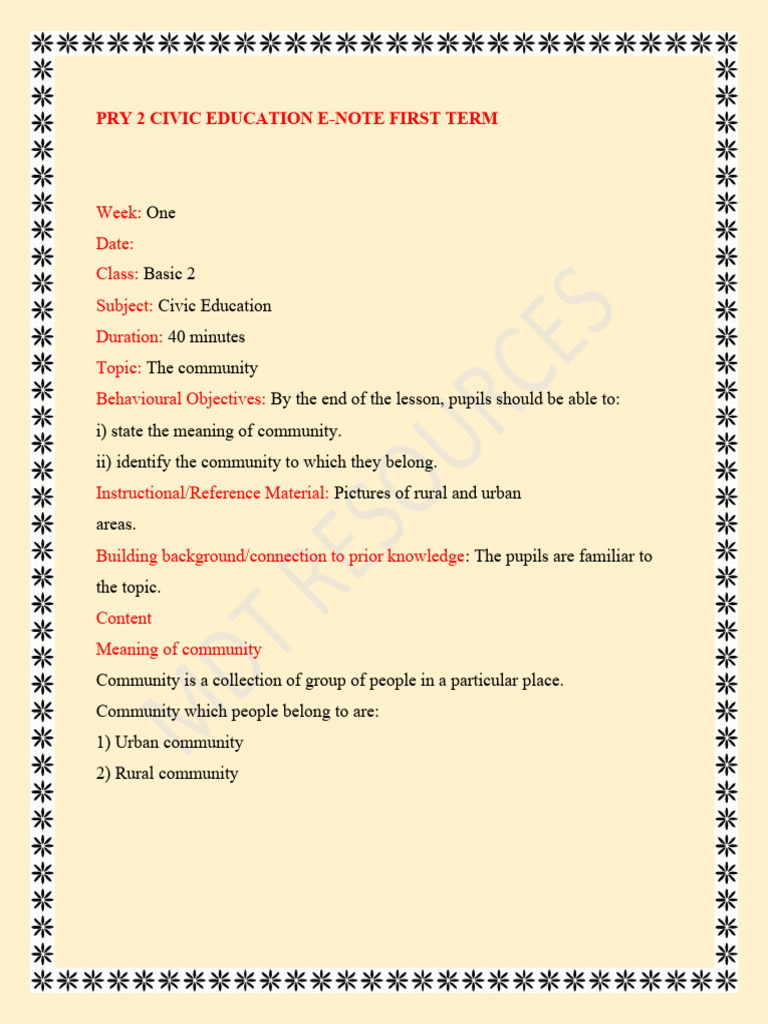 Pry 2 Civic Education e | PDF | Teachers | Knowledge