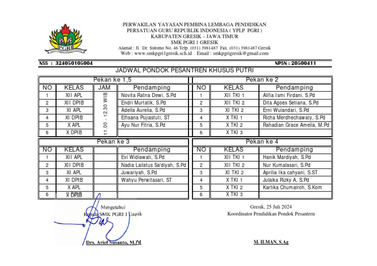 Jadwal Keputrian | PDF