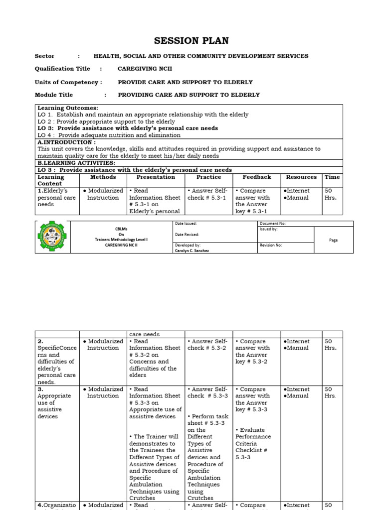 Session Plan | PDF | Caregiver | Behavior Modification