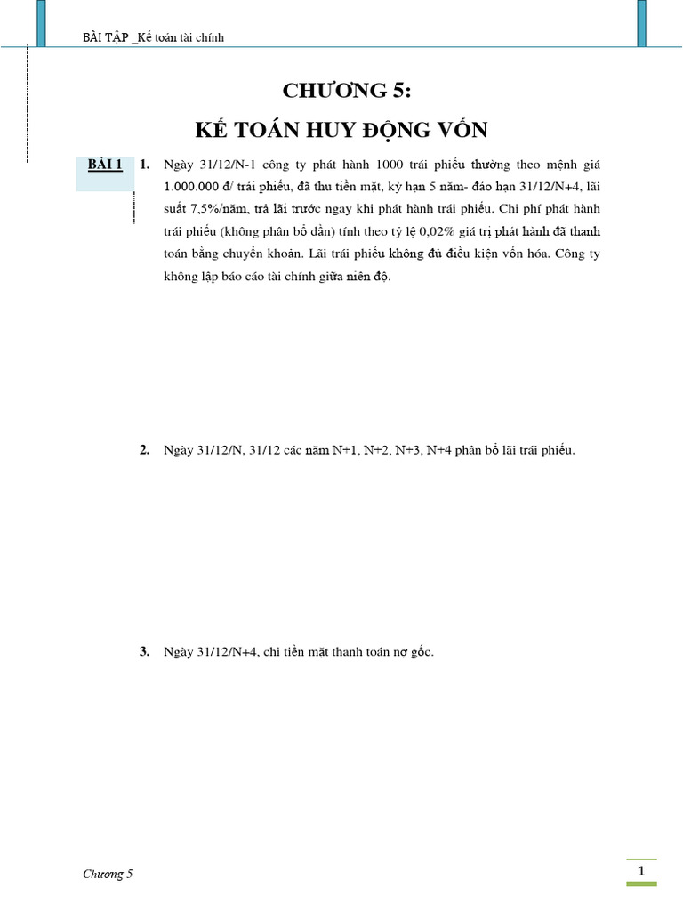 Bai Tap Chuong 5 KTTC PDF | PDF