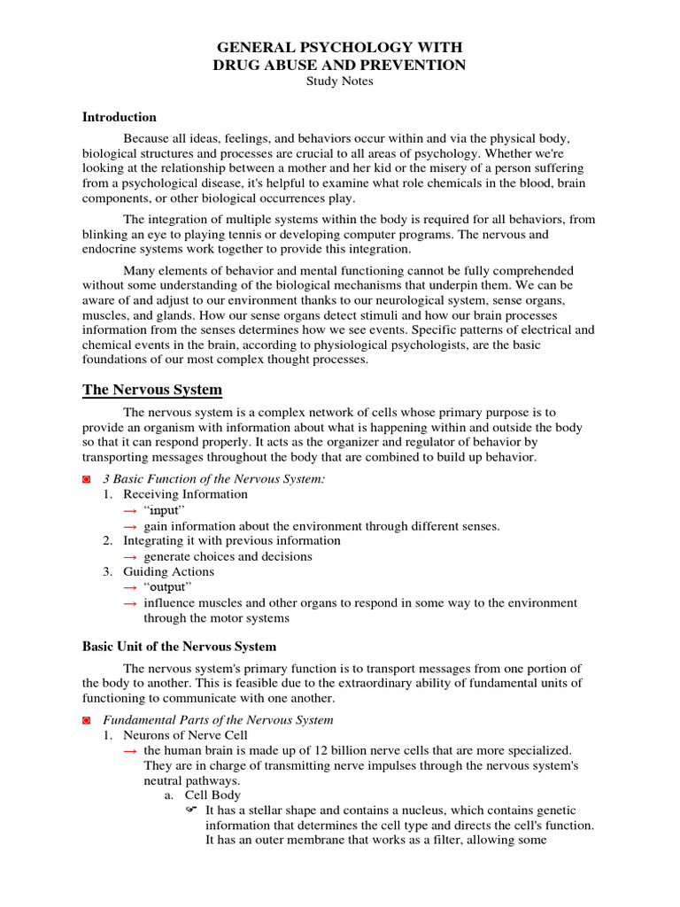 General Psychology - The Nervous System | PDF | Nervous System | Axon