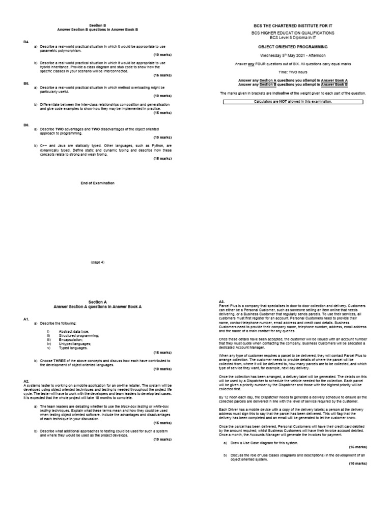 Heq May21 Dip Oop | PDF | Computer Science | Computing