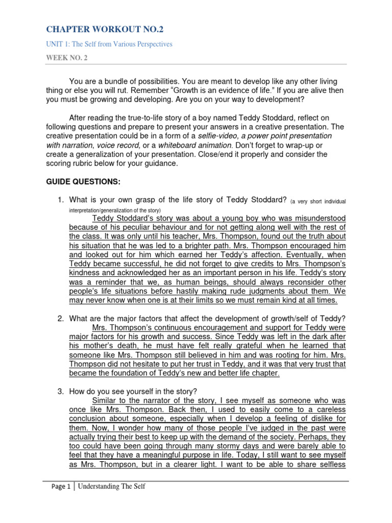 Alvarezalexa - Chapter Workout No2 | PDF | Feeling | Liberal Arts Education