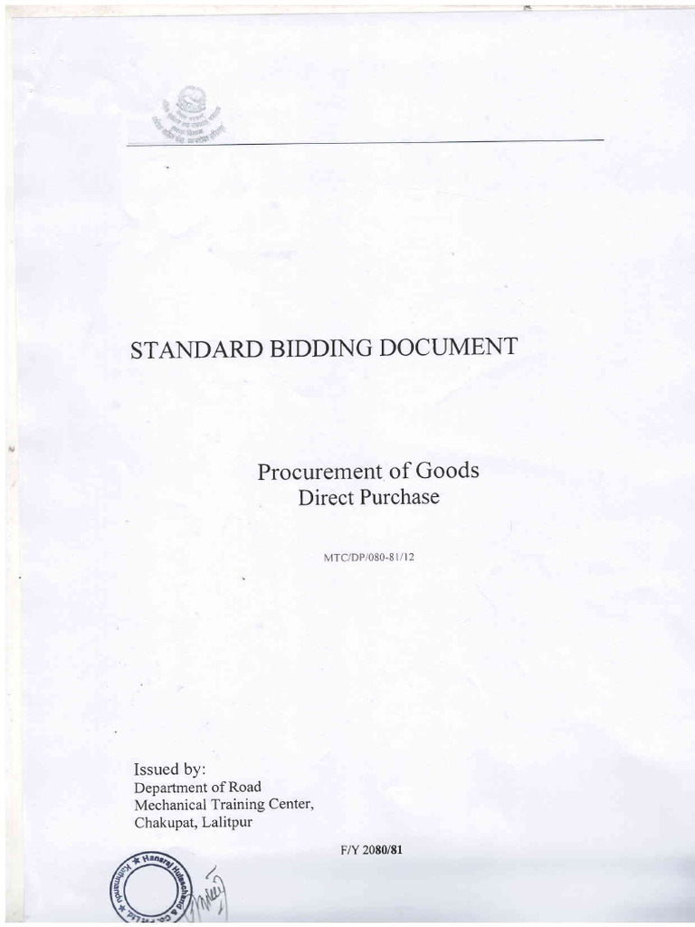 Standard Document: Bidding | PDF | Procurement | Specification (Technical Standard)