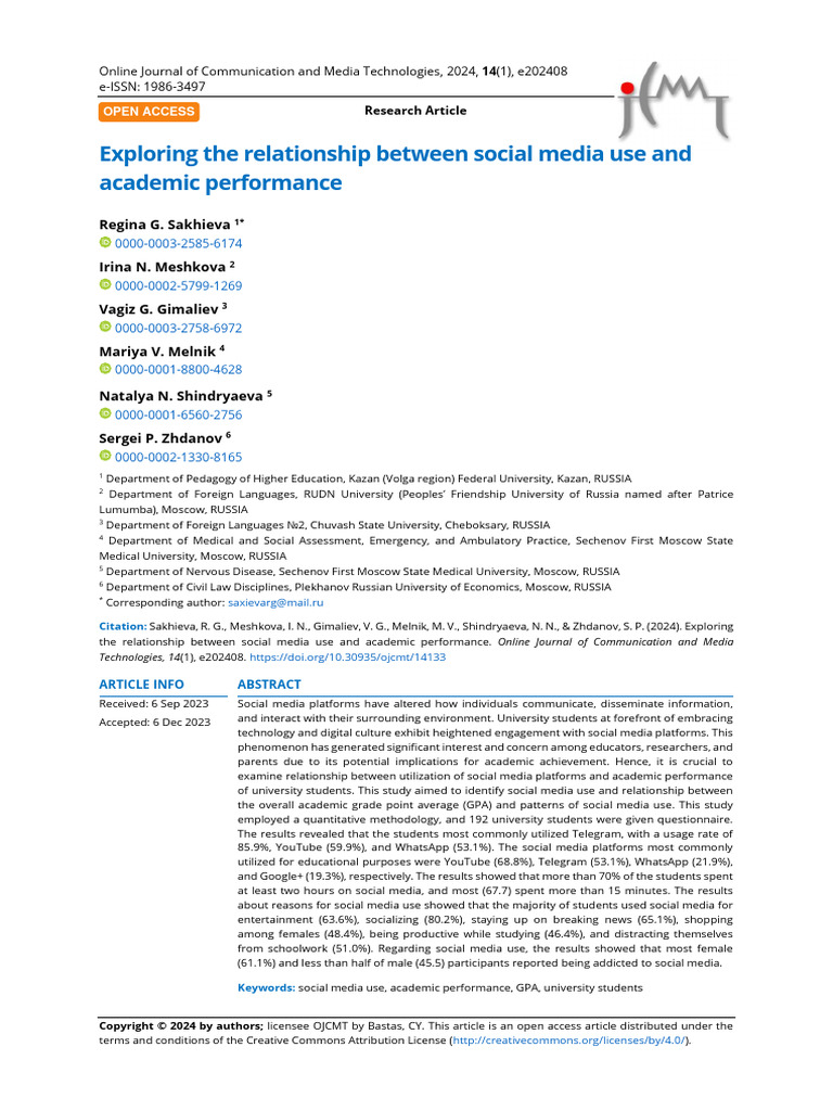Exploring The Relationship Between Social Media Use and Academic ...