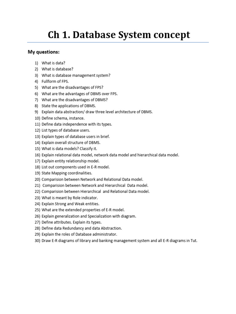 dbms ch wise questions | PDF | Pl/Sql | Relational Database
