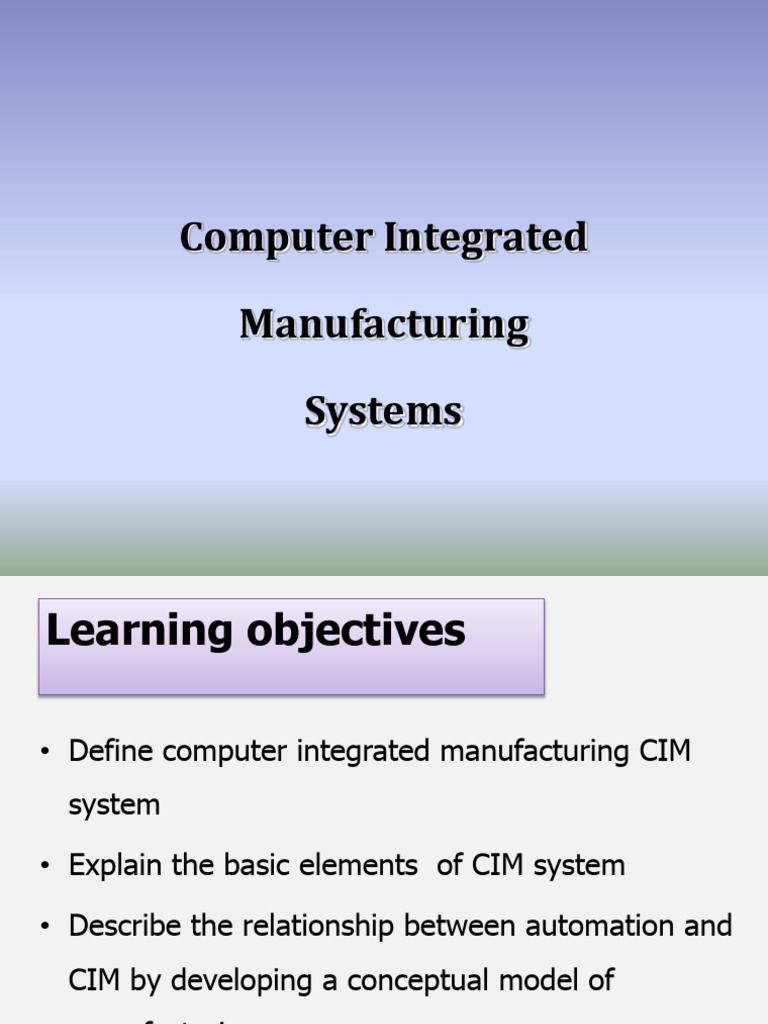 Computer Integrated Manufacturing (CIM) | PDF | Automation | Computer ...