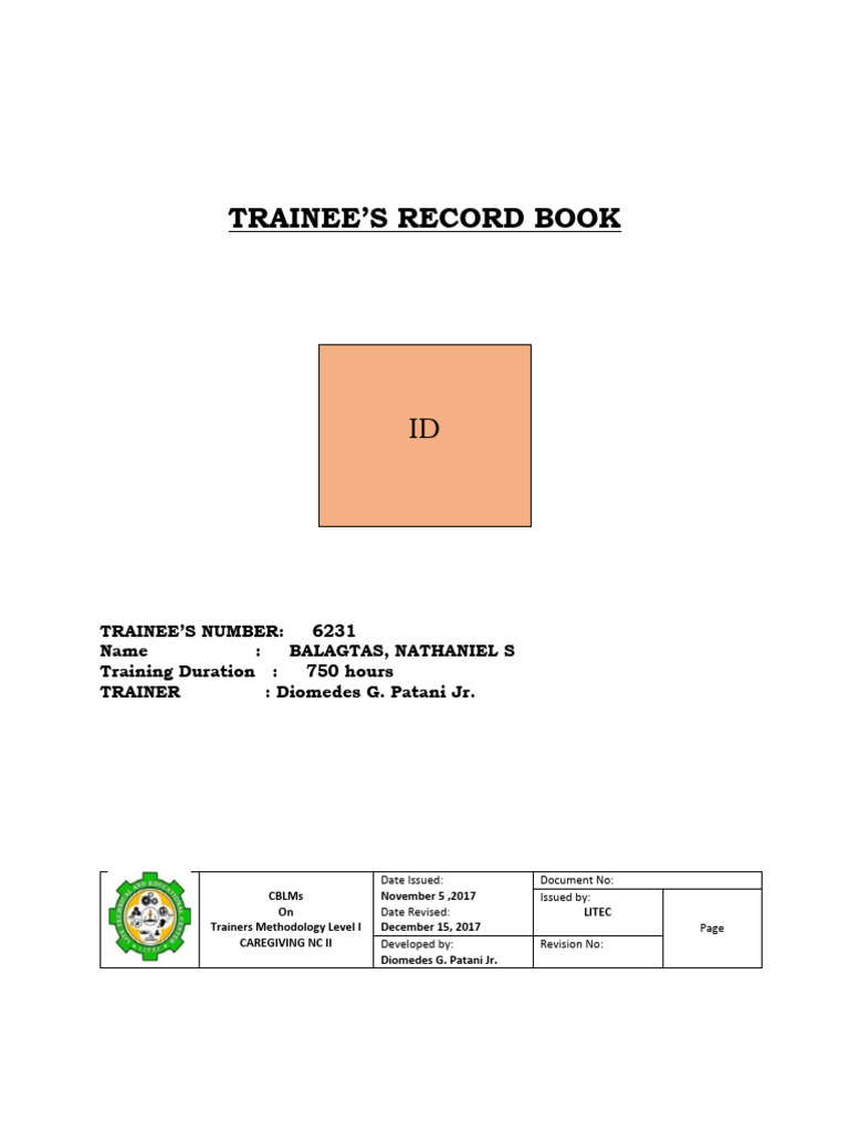 37.trainees Record Book | PDF | Infants | Caregiver