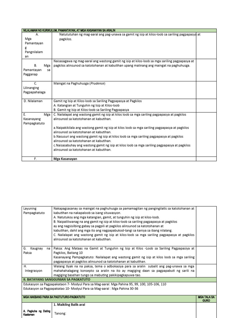 LP Esp7 q1 Aralin 1 Day 3 | PDF