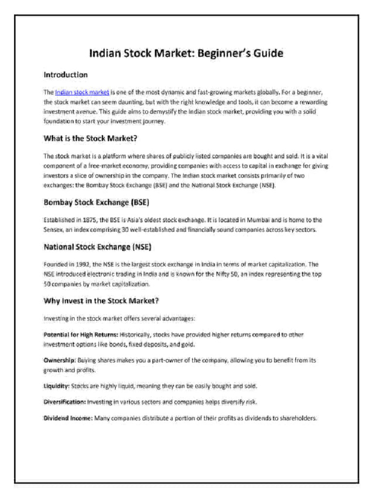 Stock Market Beginners Guide | PDF