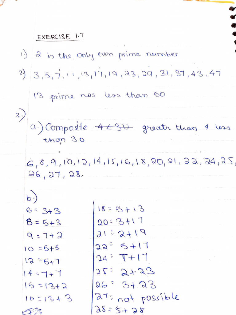 Prime and Composite Numbers Exercise | PDF