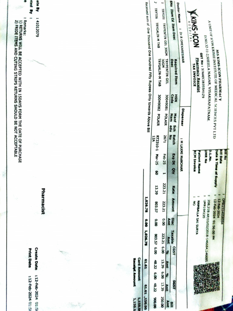 Pharmacy Invoice and Return Policy | PDF | Taxes | Pharmacy