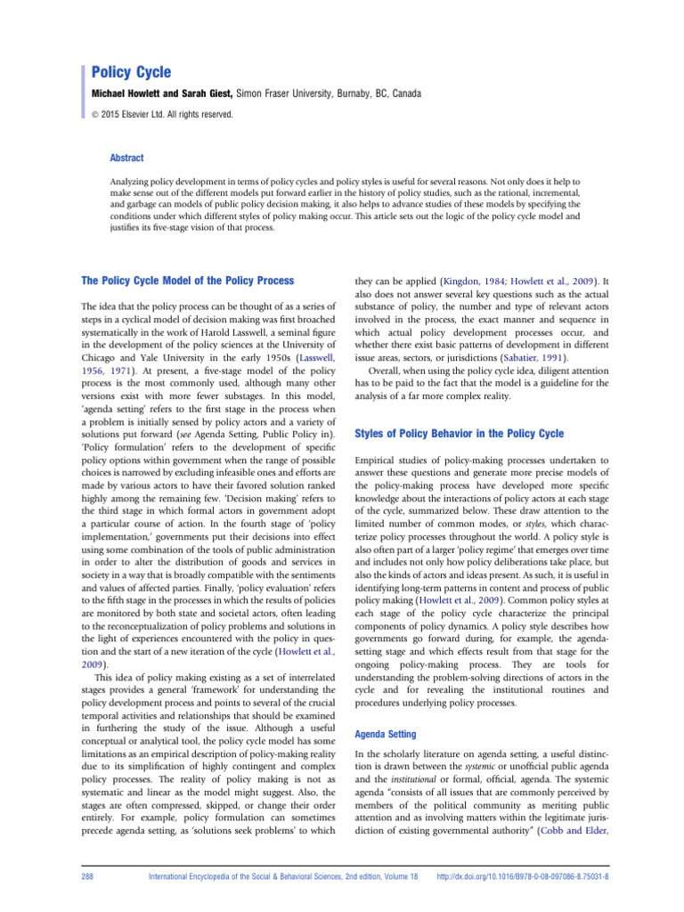 Policy Cycle | PDF | Policy | Decision Making