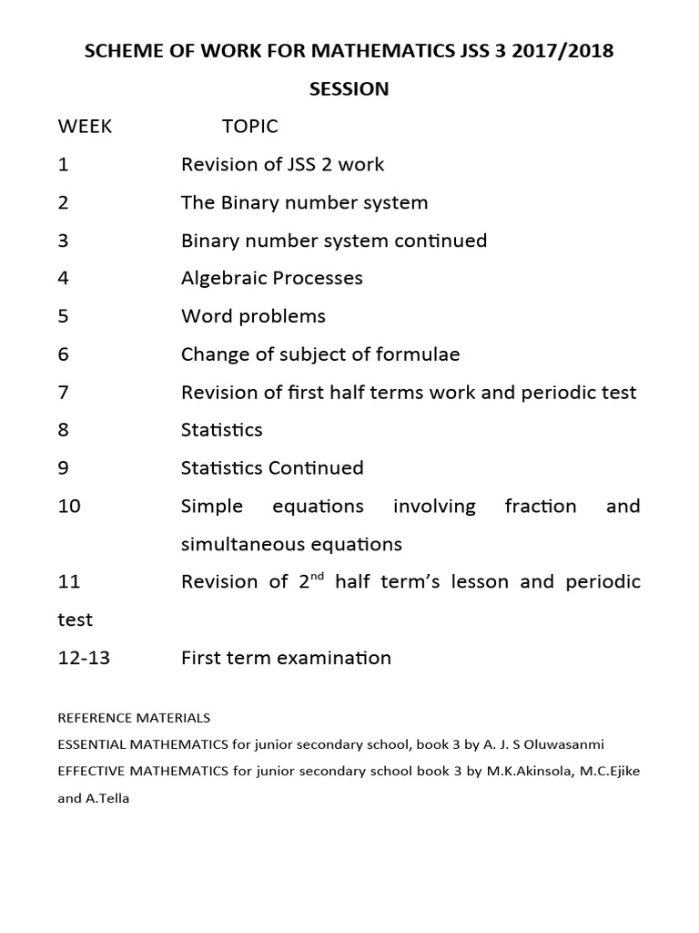 Jss 3 Mathematics | PDF | Numbers | Mathematics