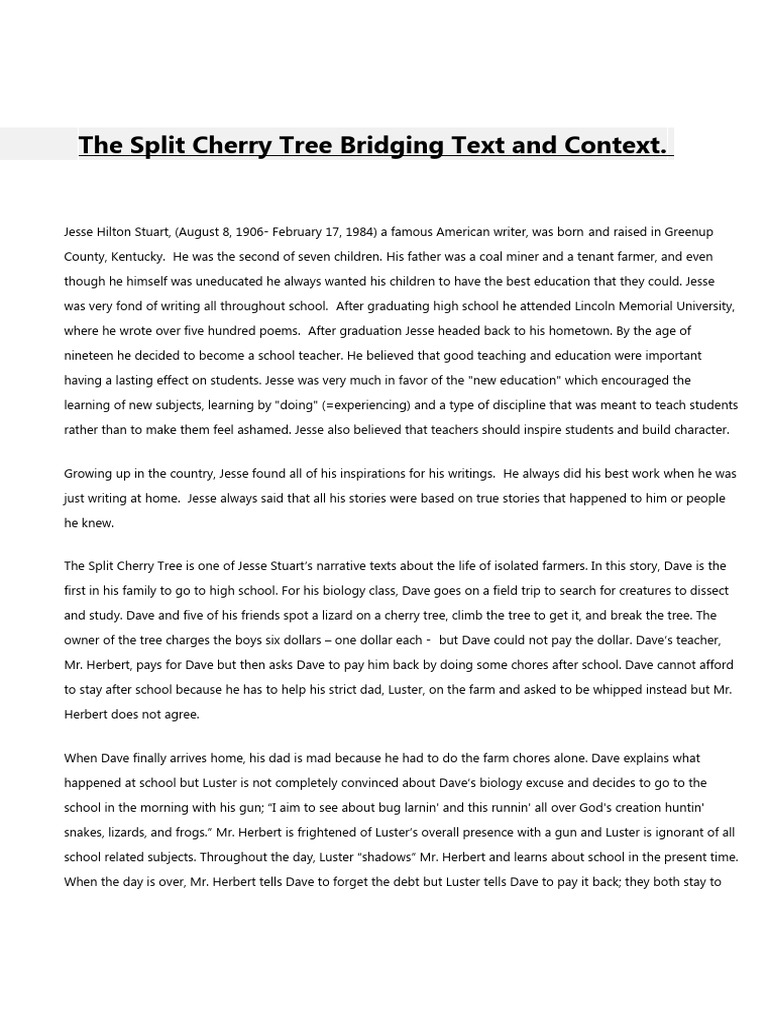 The Split Cherry Tree Bridging Text and Context. Tree | PDF