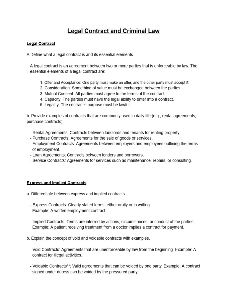 Legal Contract and Criminal Law | PDF | Crimes | Crime & Violence