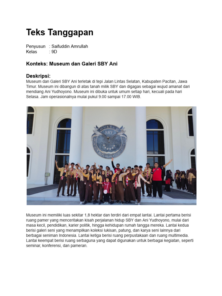 Teks Tanggapan Museum SBY | PDF