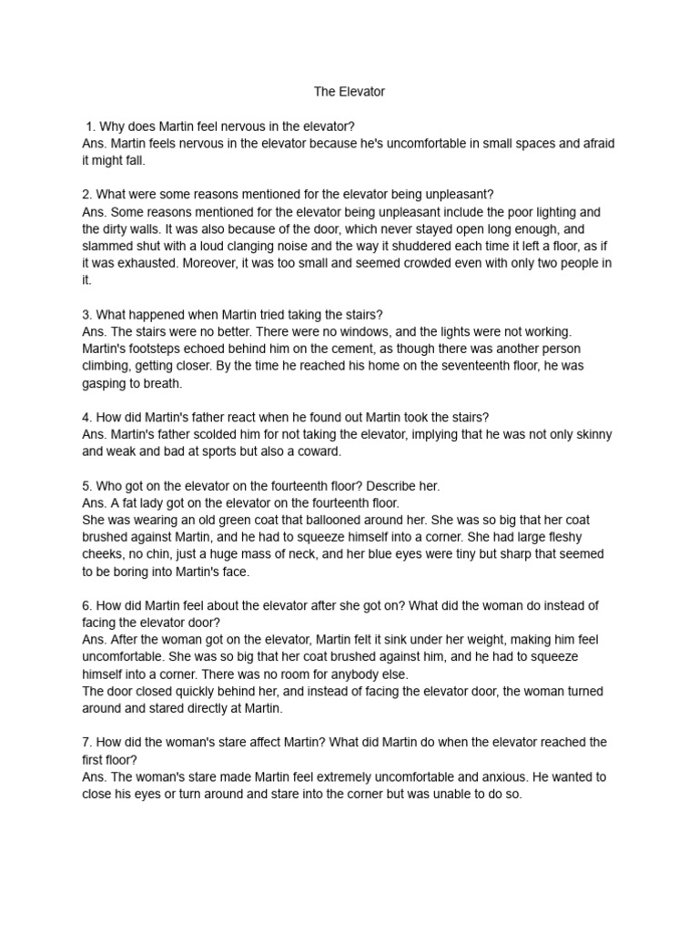 The Elevator | PDF | Elevator | Fear