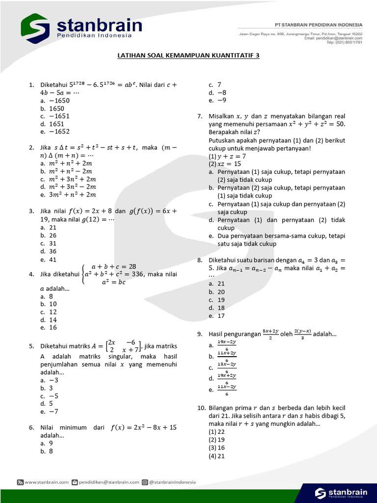 22 - Pengetahuan Kuantitatif 3 - Soal | PDF | Metode & Bahan Ajar