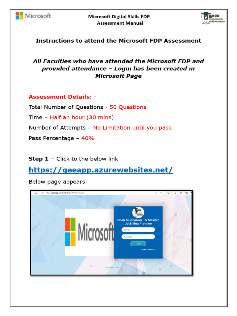 Microsoft FDP Assessment Manual For Faculties | PDF | Login | Computing