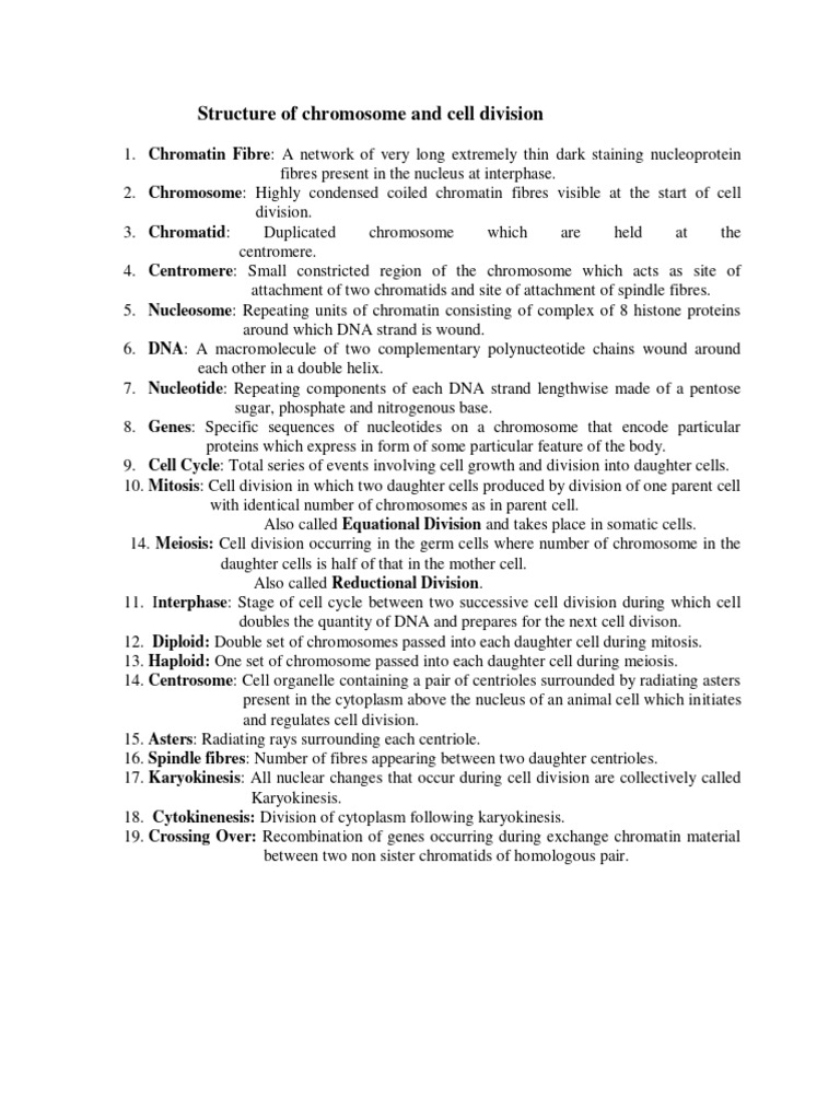 Structure of Chromosome and Cell Division | PDF | Mitosis | Chromosome