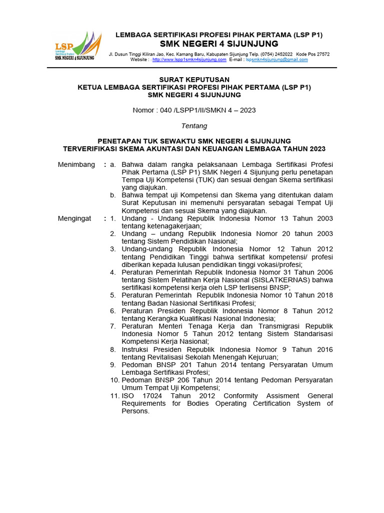 9.SURAT KEPUTUSAN Penetapan Tuk | PDF